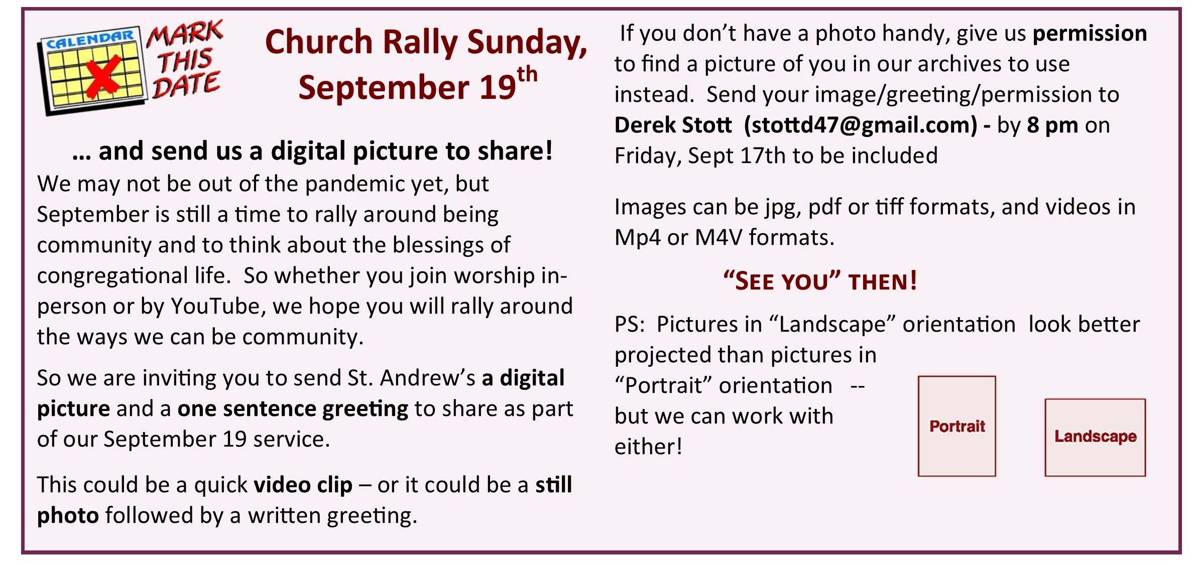 Rally Back Greeting – St. Andrew's United Church