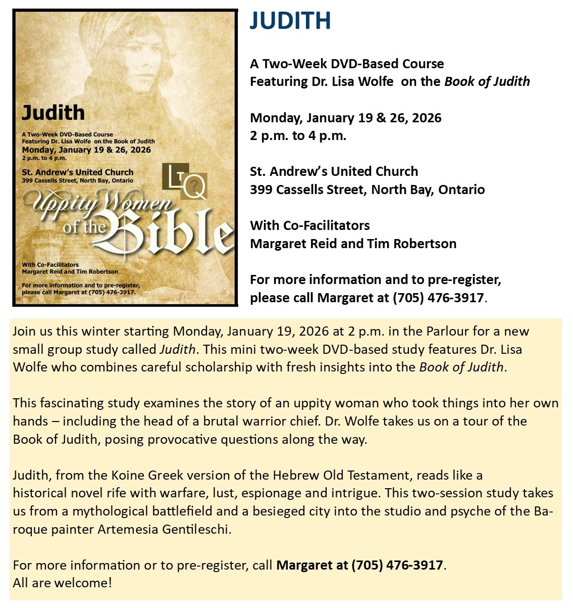Judith (Uppity Women of the Bible) Poster and blurb 1 – St. Andrew's ...